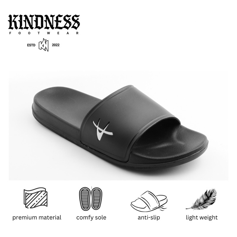 Jual kindness - slide logo k | Sandal pria terbaru | Sandal slide ...