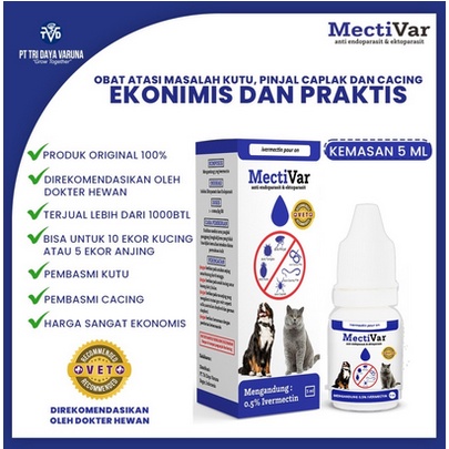 Jual Obat cacing, anti parasit+anti kutu caplak anjing kucing MECTIVAR ...