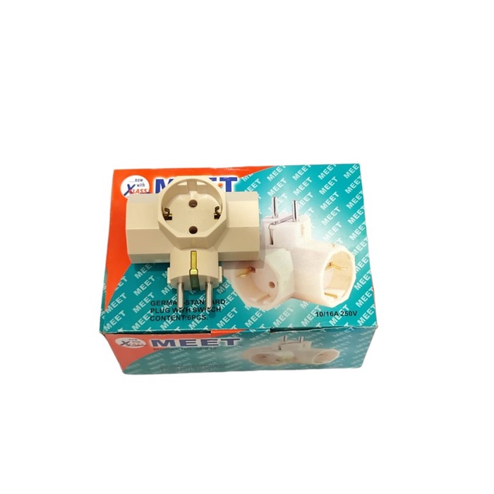 Jual Saklar arde cabang 3 Multi Way Plug Adaptor colokan T steker ...