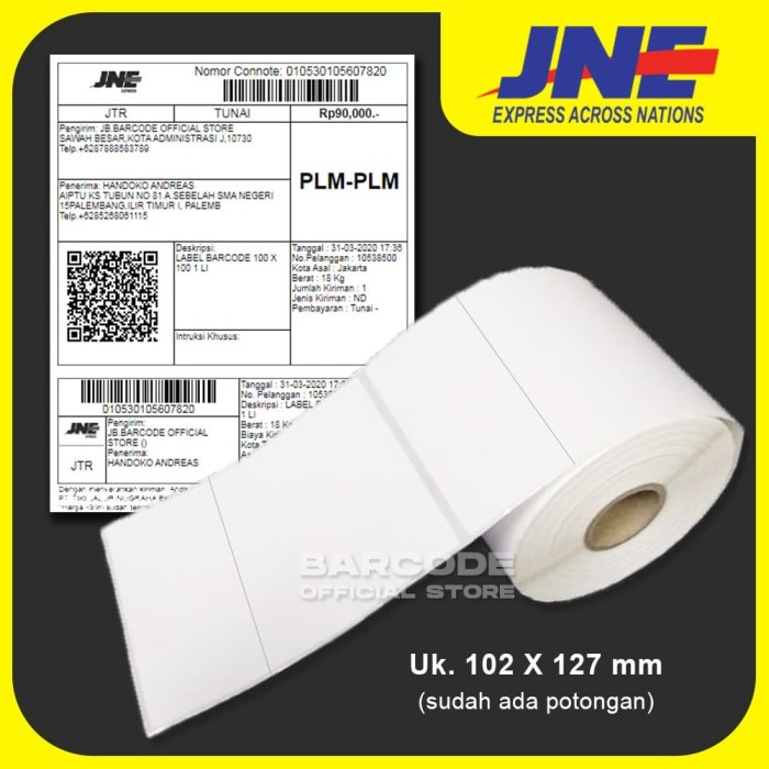 Jual Label Barcode Resi JNE Wahana POS 102x127mm 1 Line 500 pcs ...