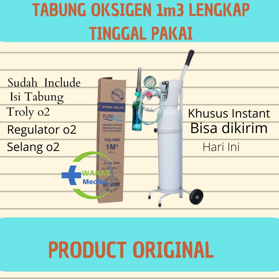 Jual PUREAIR TABUNG OKSIGEN 1m3 plus isi + Regulator+Trolly Tinggal ...