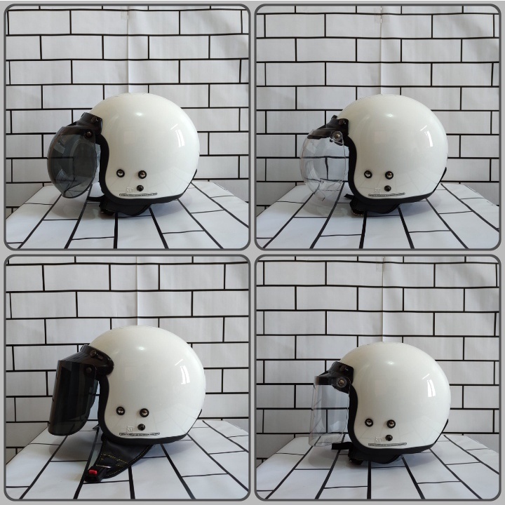 Jual Helm Bogo Pria Wanita Dewasa Full Leher Warna Putih Glossy ...