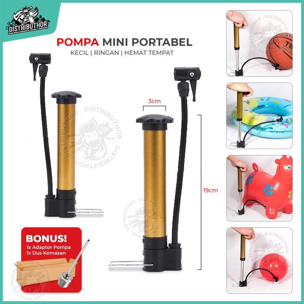 Jual Pompa Sepeda Mini Portable Kompa Serbaguna Alat Penambah Angin ban ...