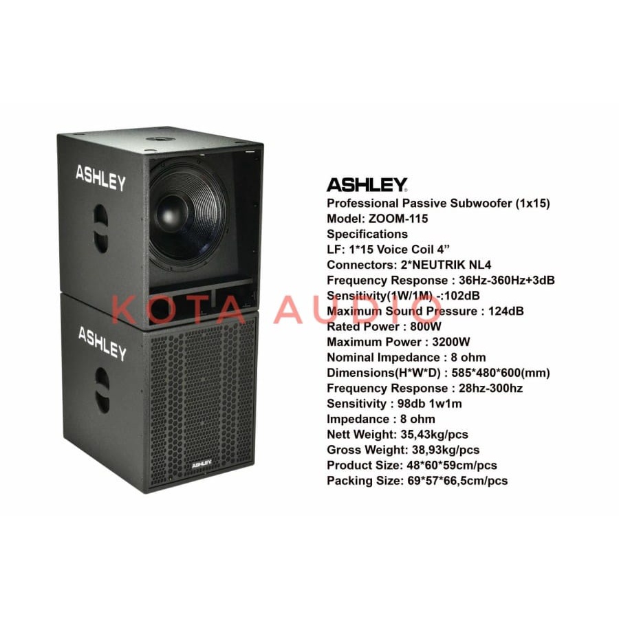 Jual SUBWOOFER PASIF ASHLEY ZOOM-115 ORIGINAL ASHLEY ZOOM115 15INCH ...