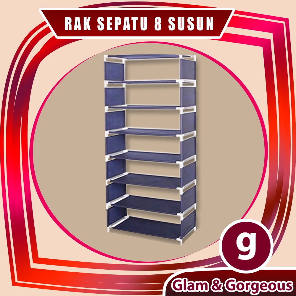Jual Rak Sepatu Sandal 8 Susun 7 ruang Terbuka Shoes Rack Cabinet ...