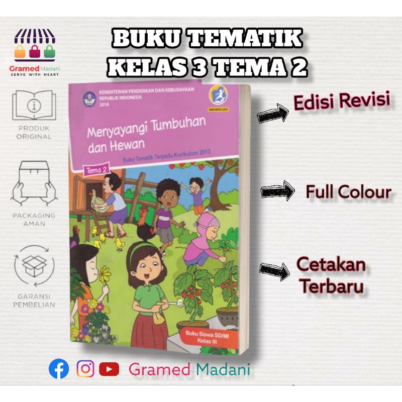Jual Buku Tematik Kelas 3 Tema 2 Menyayangi Tumbuhan dan Hewan Revisi 2018 | Shopee Indonesia