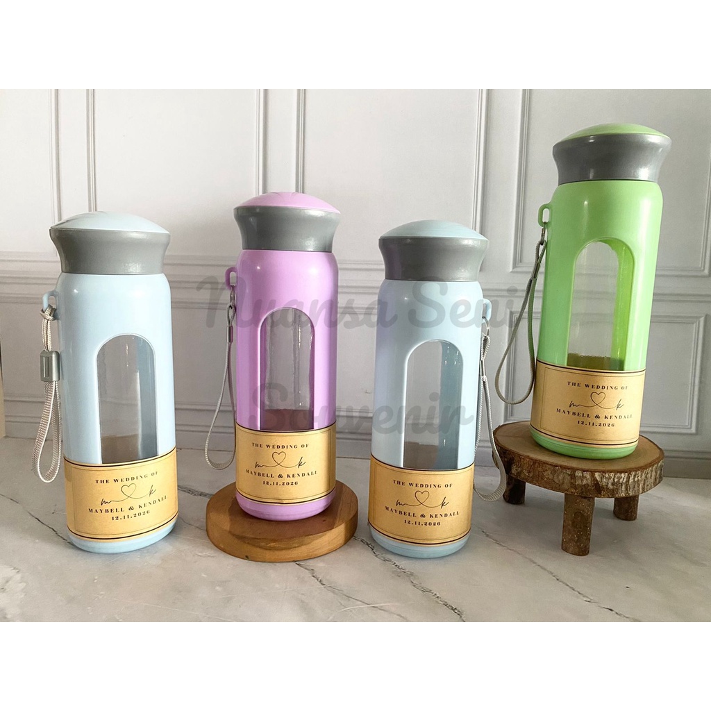 Jual Souvenir Botol Travel Minum 380ml Botol Termos Kaca Aesthetic ...