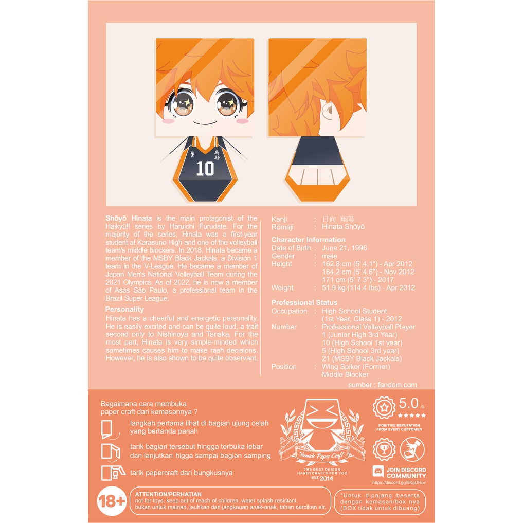 Jual Action Figure Paper Craft Anime Edisi Haikyuu Hinata Shoyo ...