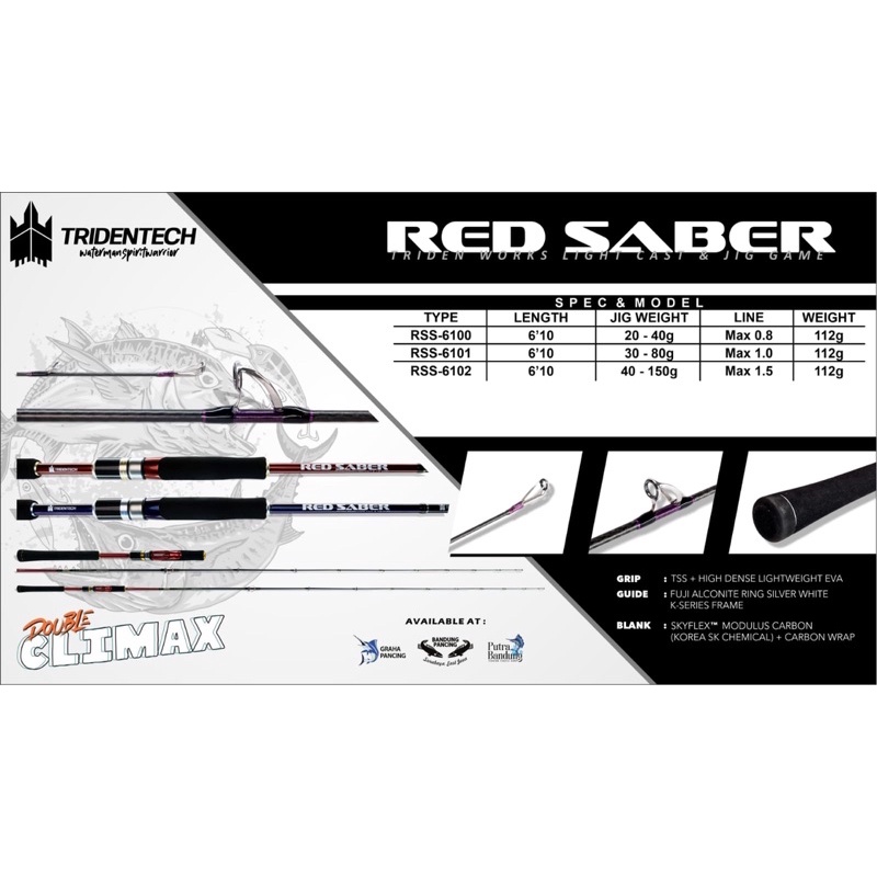 Jual Rod Tridentech Red Saber Light Cast & Jig Game | Shopee Indonesia
