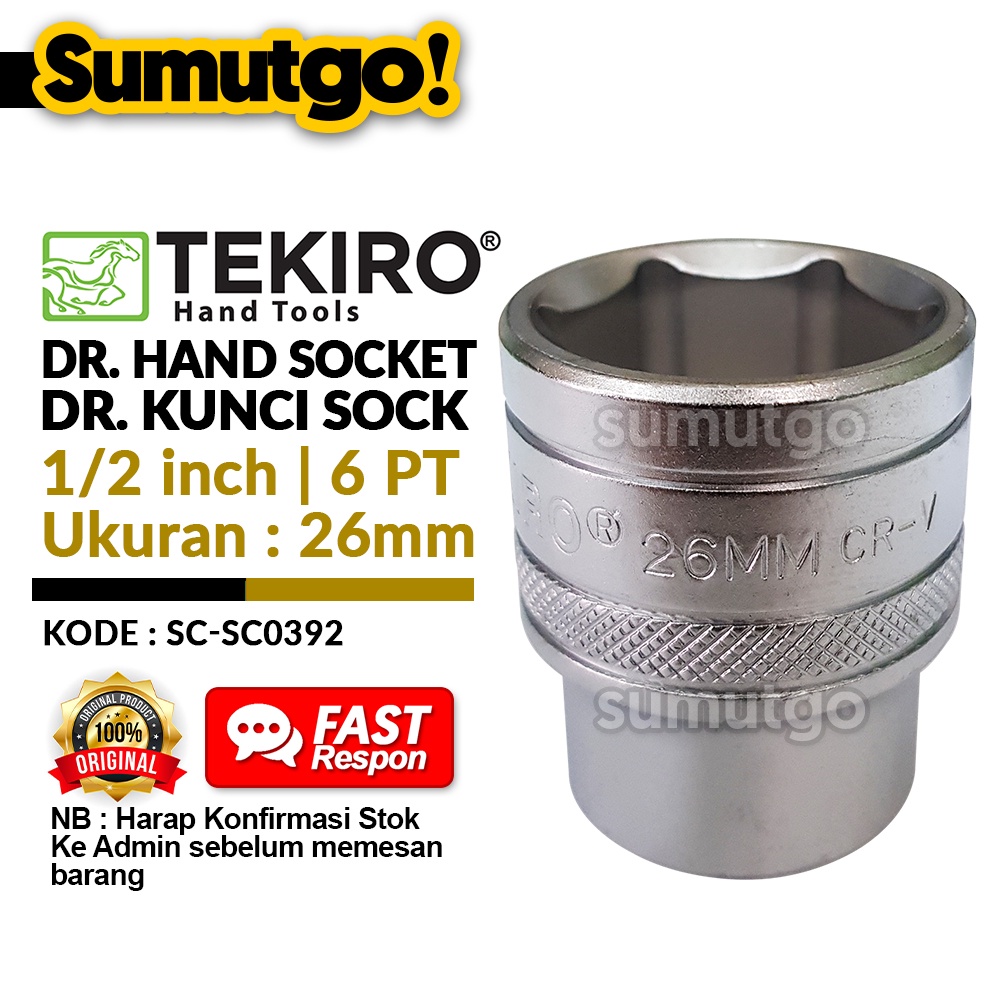 Jual Mata Kunci Sock 1/2 inch 6PT 26mm TEKIRO Hand Socket 1/2" 6 PT 26 mm | Shopee Indonesia