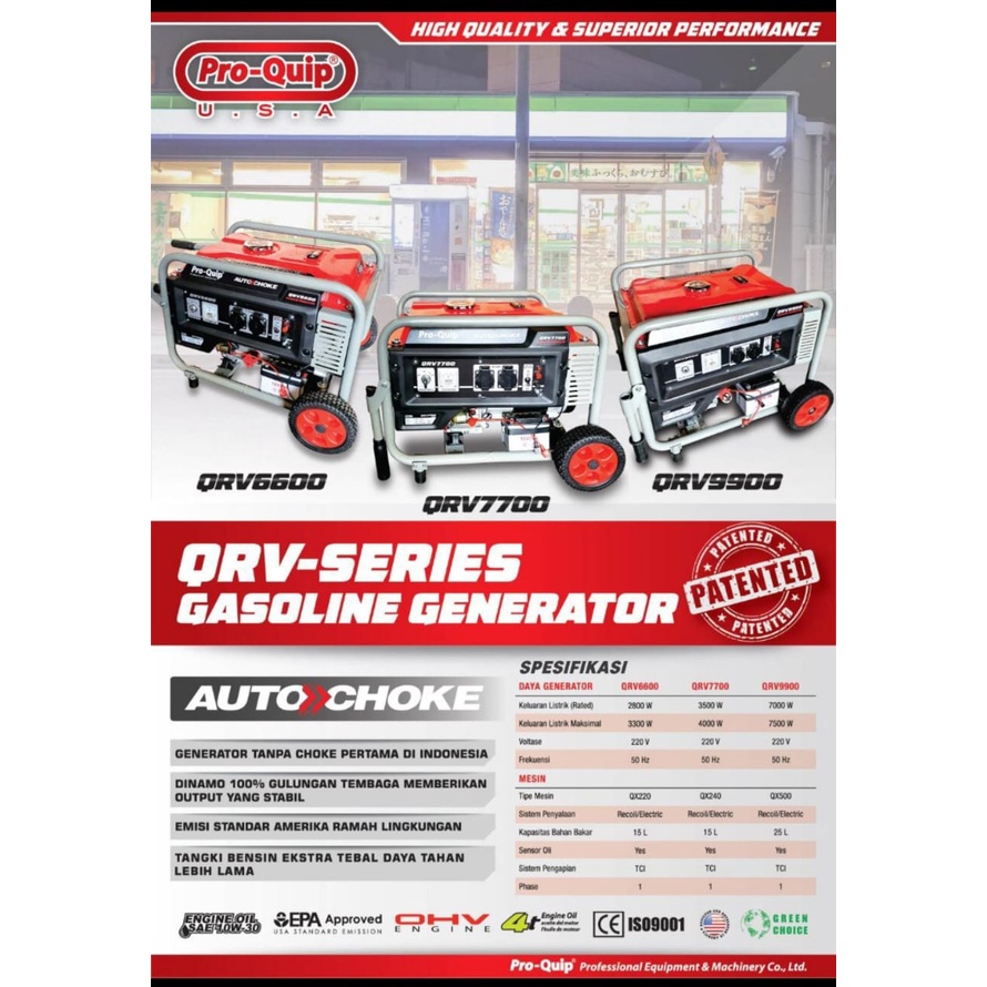 Jual Genset Proquip QRV9900 QRV 9900 7000 Watt Maksimal 7500 Watt ...