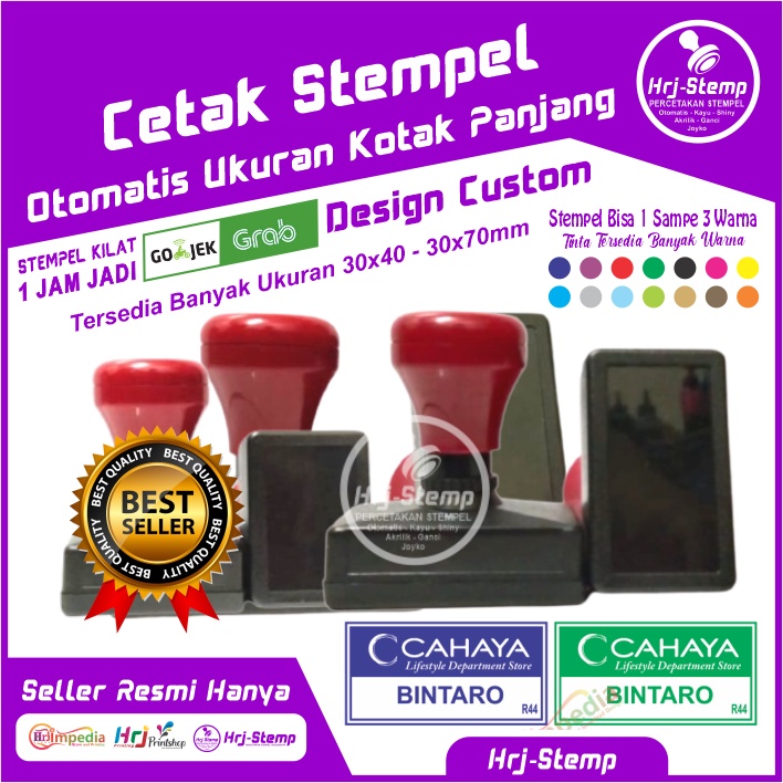 Jual Cetak Stempel Otomatis Ukuran Kotak 30x40-30x70mm Stempel Warna Flash Desain Custom ...