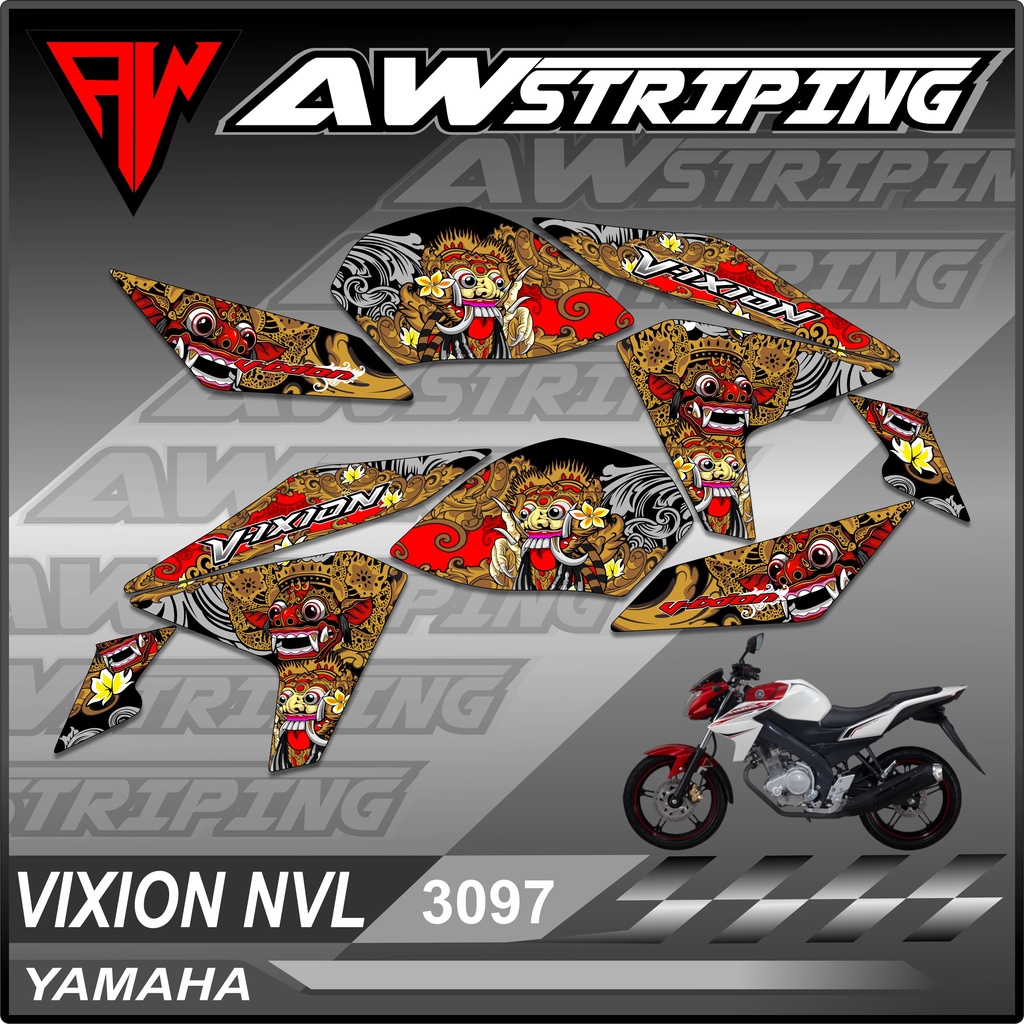 Jual Sticker Striping Lis Variasi New Vixion Lightning NVL 2013 2014 Desain Barong Bali AW-3097 ...
