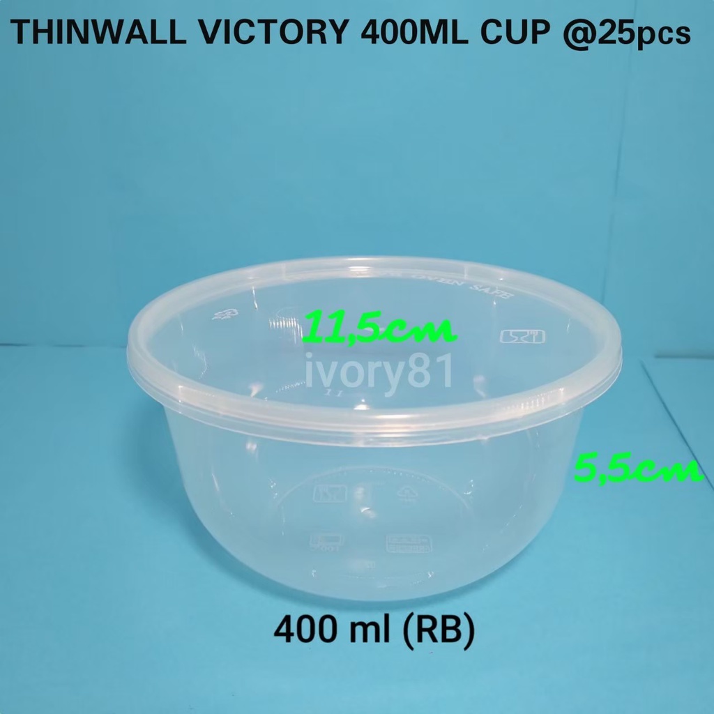 Jual Thinwall food container 400ml VICTORY / Kotak Makan Bening/ Cup ...