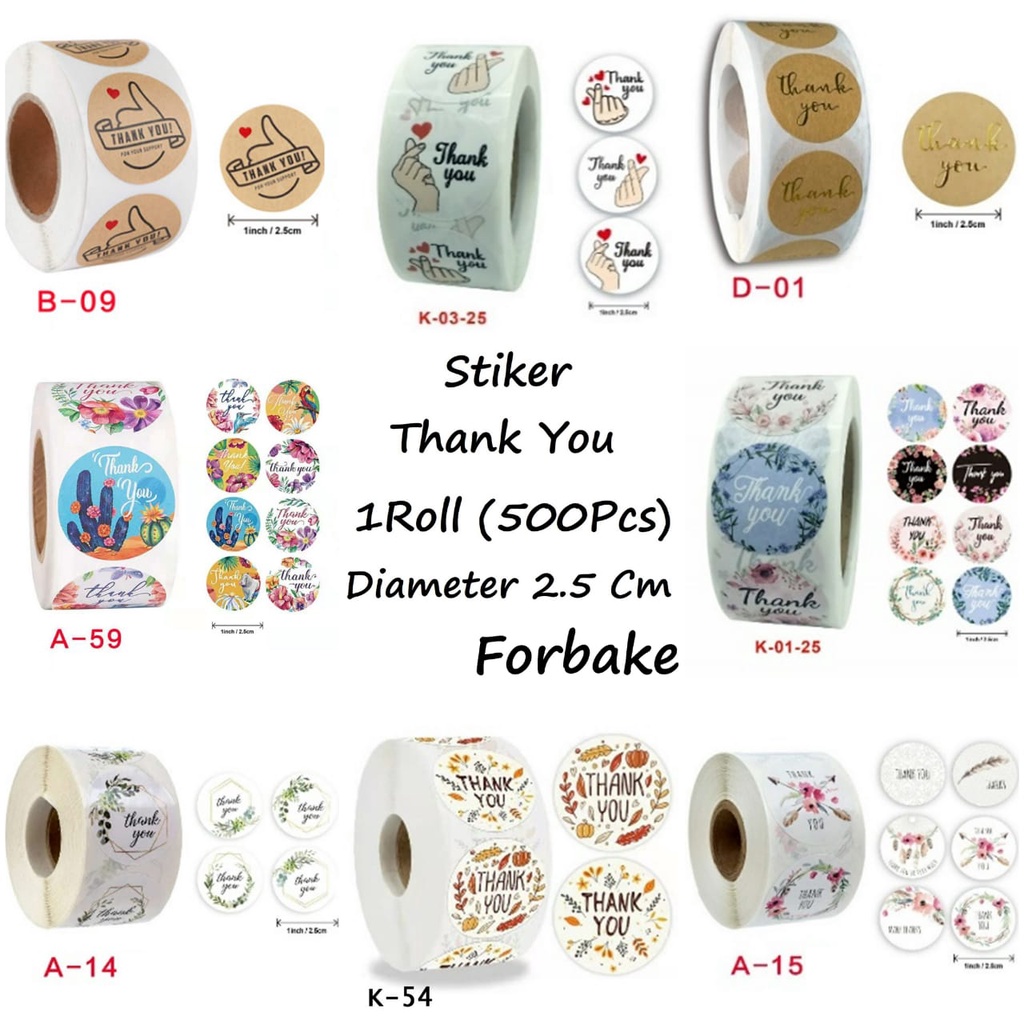 Jual Sticker Label Stiker Kado Ucapan Thank You Terima Kasih Per Roll 2 ...