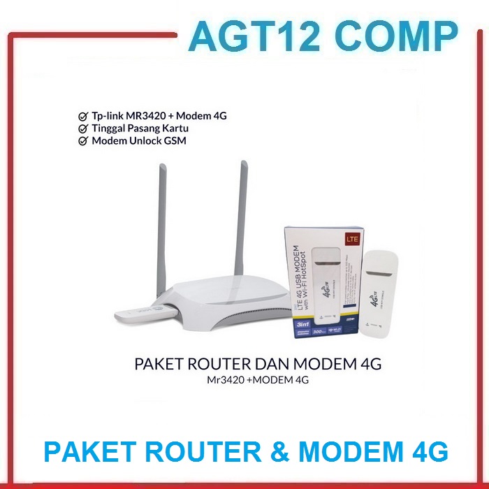 Jual Paket Routet TP LINK MR3420 + USB Modem WIFI 4G LTE Unlock All GSM ...