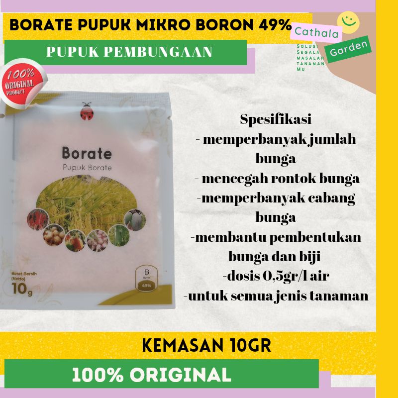 Jual BORATE PUPUK MIKRO BORON (BORID ACID) KEMASAN 10GR | Shopee Indonesia