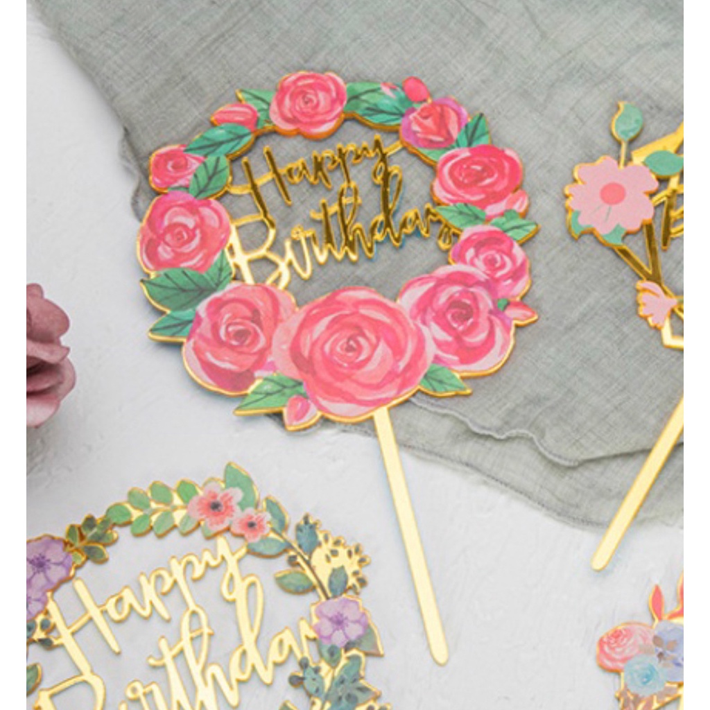 Jual TOPPER HAPPY BIRTHDAY BUNGA | Shopee Indonesia