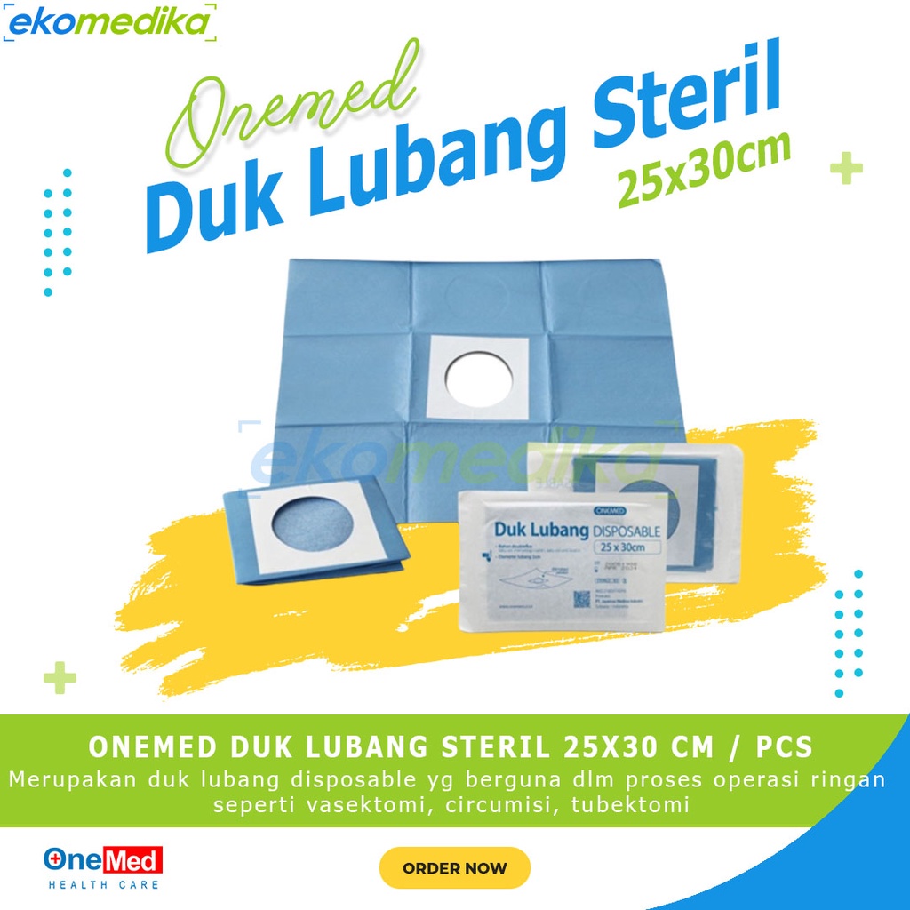 Jual ONEMED Duk Lubang Steril 25x30cm / Duk Steril ONEMED [PCS] diameter 5cm / Duk Steril Kecil ...