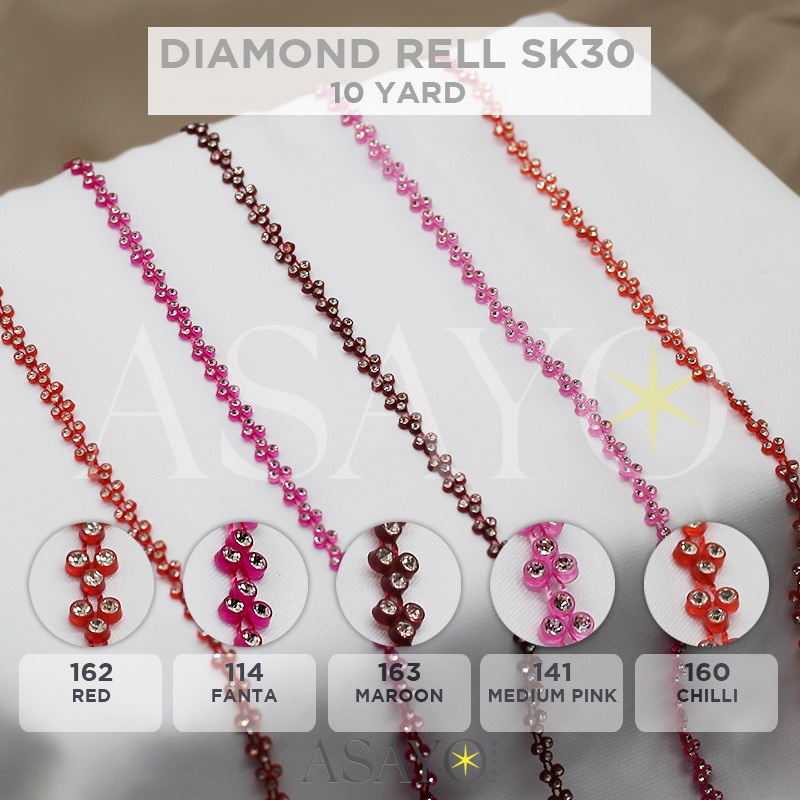 Jual Diamond Rell Roll Kristal Mata 3 Semut SK30 Rhinestone Medium Pink ...
