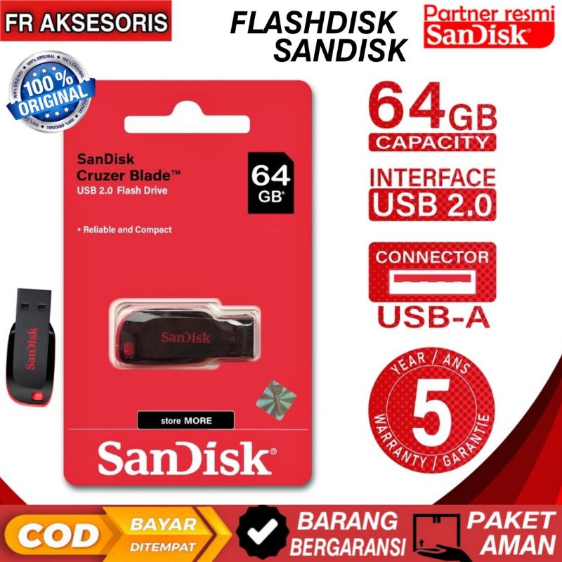 Jual Flashdisk Sandisk Cruzer Blade 64GB / Flash Disk original Sandisk ...