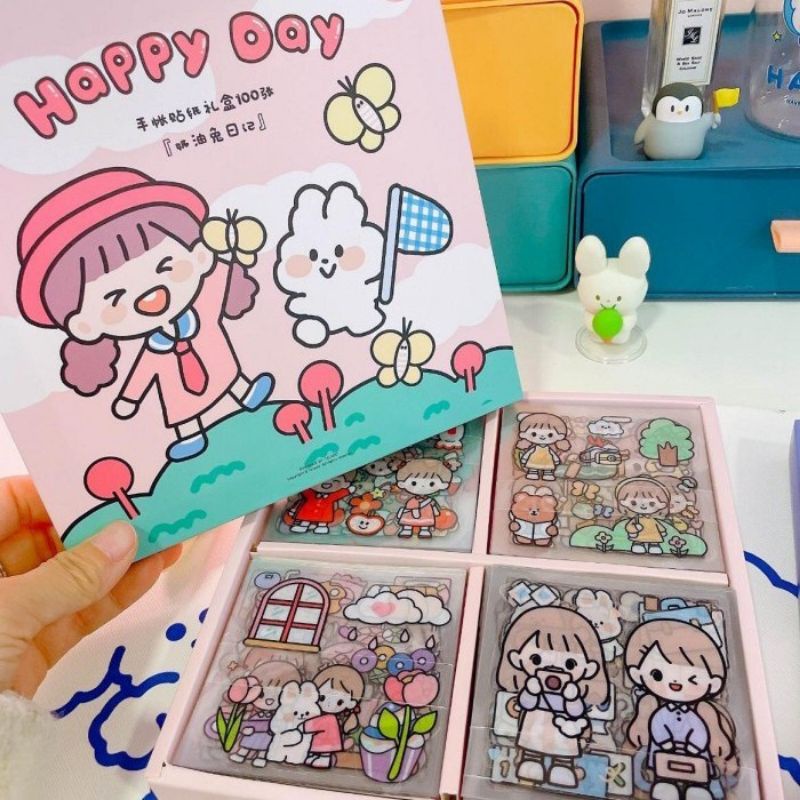 Jual Sticker Isi 100 Lembar/Sticker Botol Minum Desain Karakter Kartun ...
