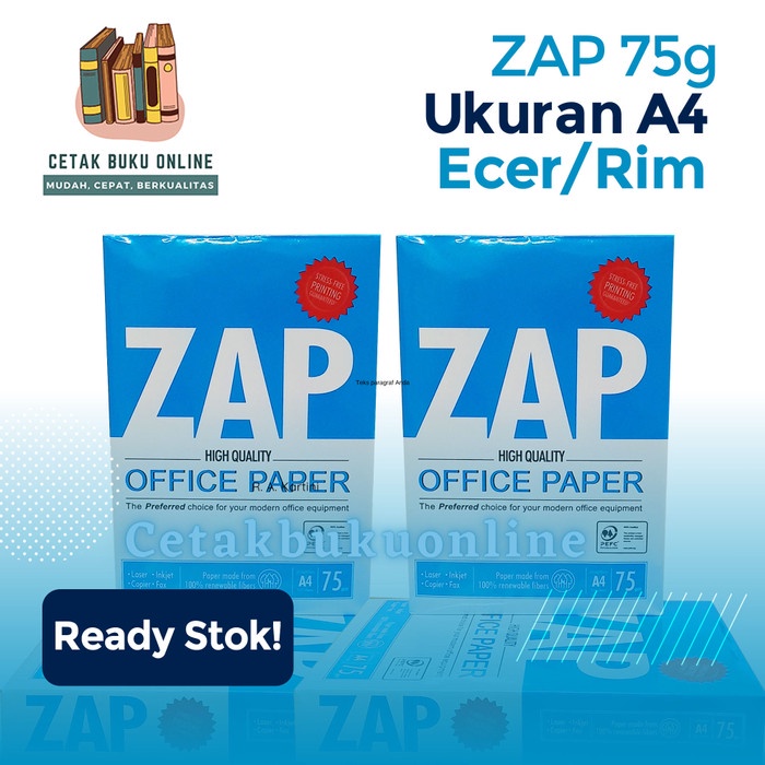 Jual ZAP - Kertas HVS 75 gr Ukuran A4 (1 RIM) | Shopee Indonesia