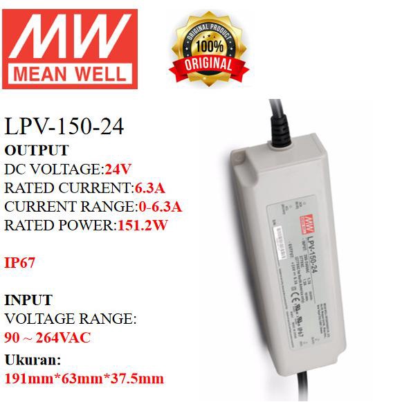Jual Power Supply Meanwell Lpv-150-24 Lpv 150 24 Lpv15024 150W 24V ...