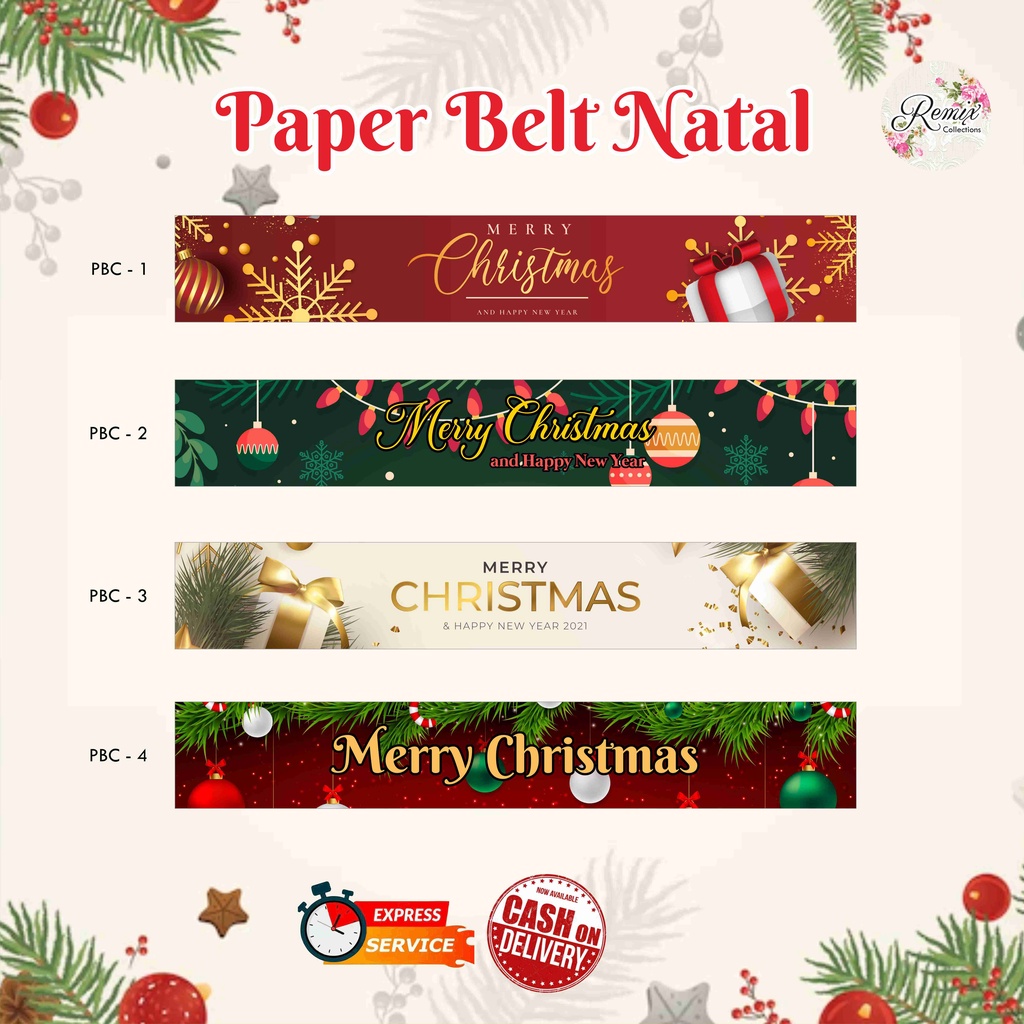 Jual Paper Belt Natal / Christmas / Label Segel box / Packaging / Paper ...