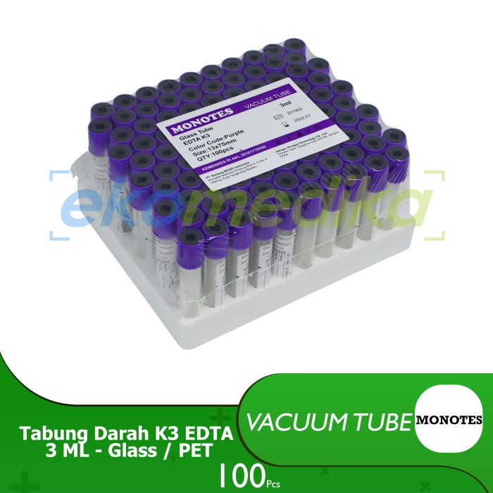 Jual Tabung Darah Blood Collection Tube Vacutainer EDTA 3 ml MONOTES ...