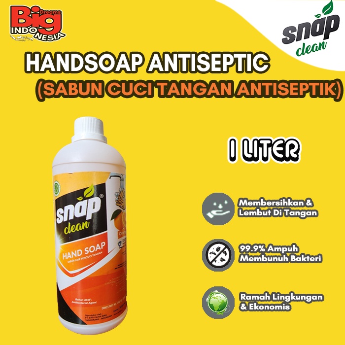Jual Sabun Cuci Tangan Antiseptik Hand Soap Snap Clean 1 Liter | Shopee ...