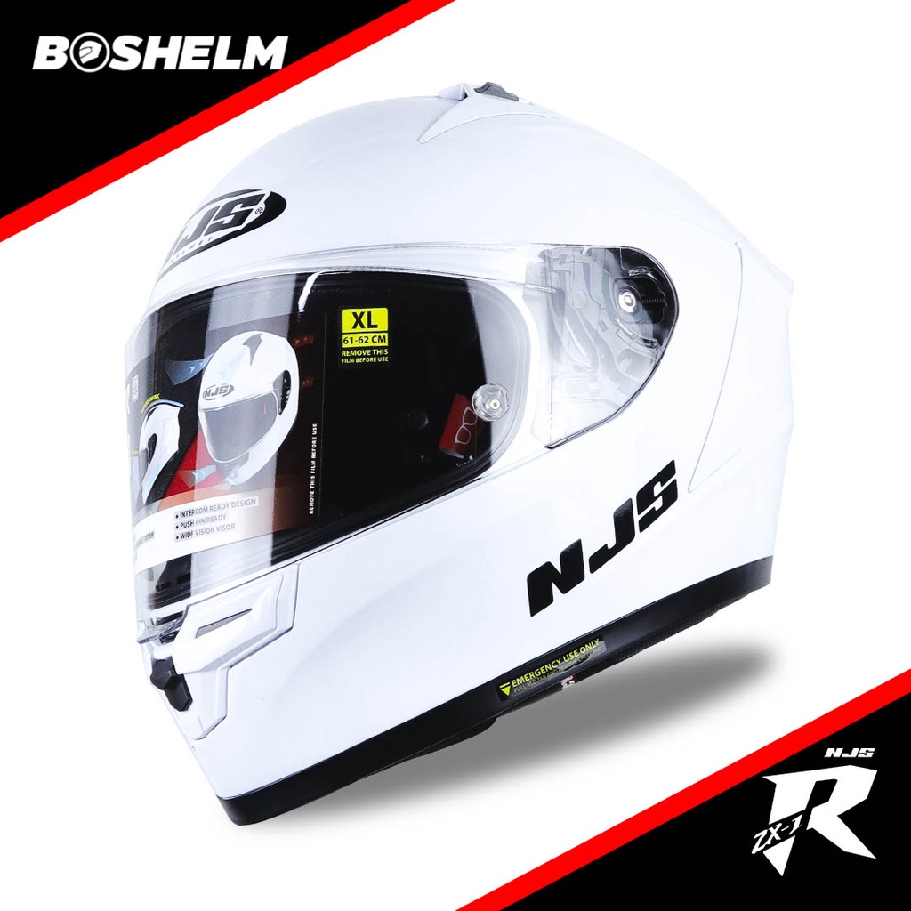Jual BOSHELM Helm NJS ZX-1R Solid PUTIH GLOSSY Helm Full Face SNI ...