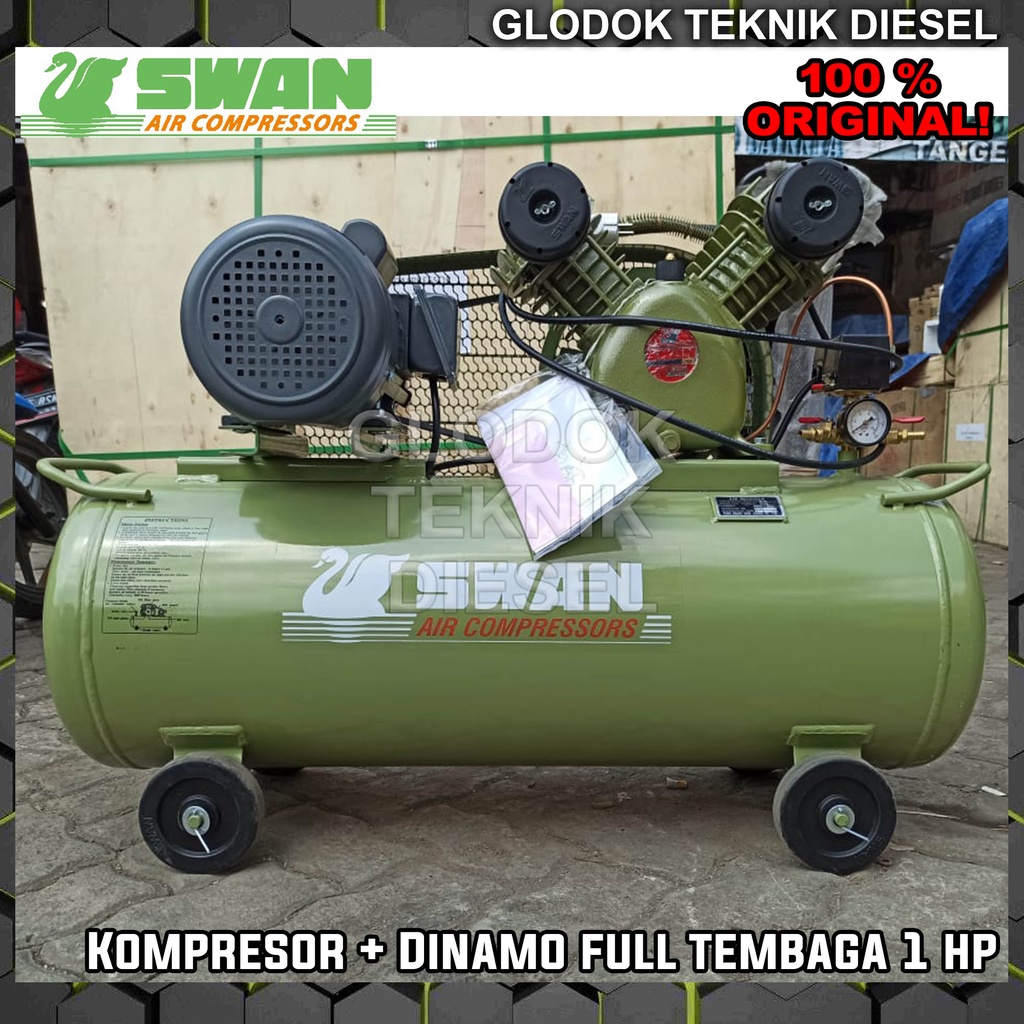 Jual SWAN Air Compressor 1 HP + Dinamo Motor Listrik KOMPRESOR ANGIN 1 PK ORIGINAL S SERIES ...