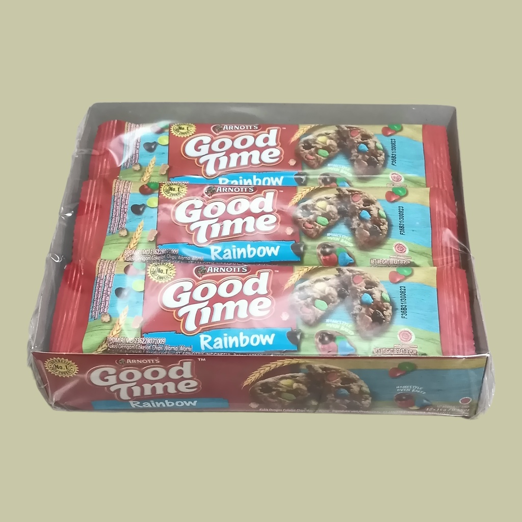 Jual GOOD TIME Rainbow & Coklat Cookies Chocochips 26gr [12 sachet/box ...