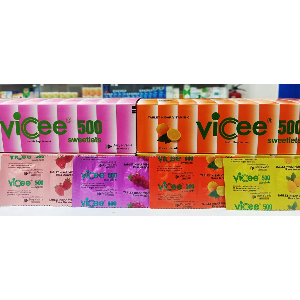 Jual Vicee 500 Tablet Hisap Vitamin C 10 Isi 2 tablet Vitamin Daya ...