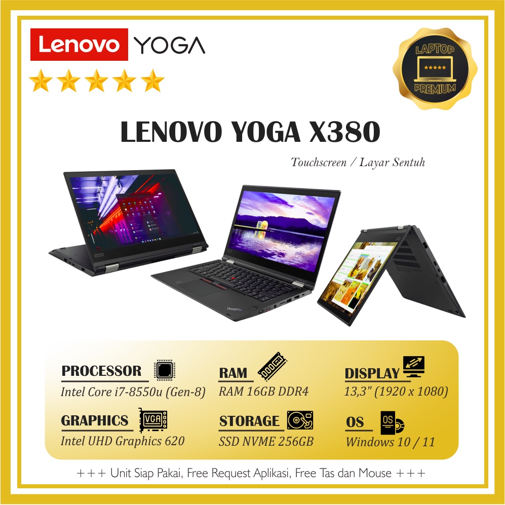Jual LAPTOP 2IN1 LENOVO YOGA X380 CORE I7 GEN8 16GB/256GB SSD ...