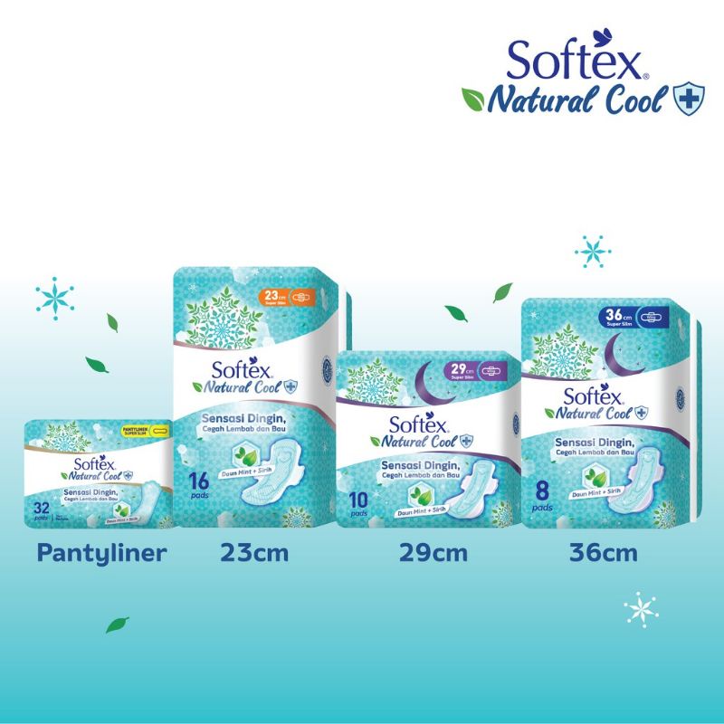 Jual Softex Natural Cool + Super Slim dengan Daun Mint dan Sirih 23 cm ...
