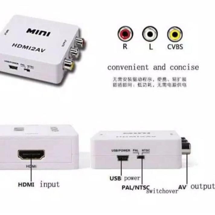 Jual HDMI TO AV RCA CONVERTER KONEKTOR ADAPTER MINI | Shopee Indonesia