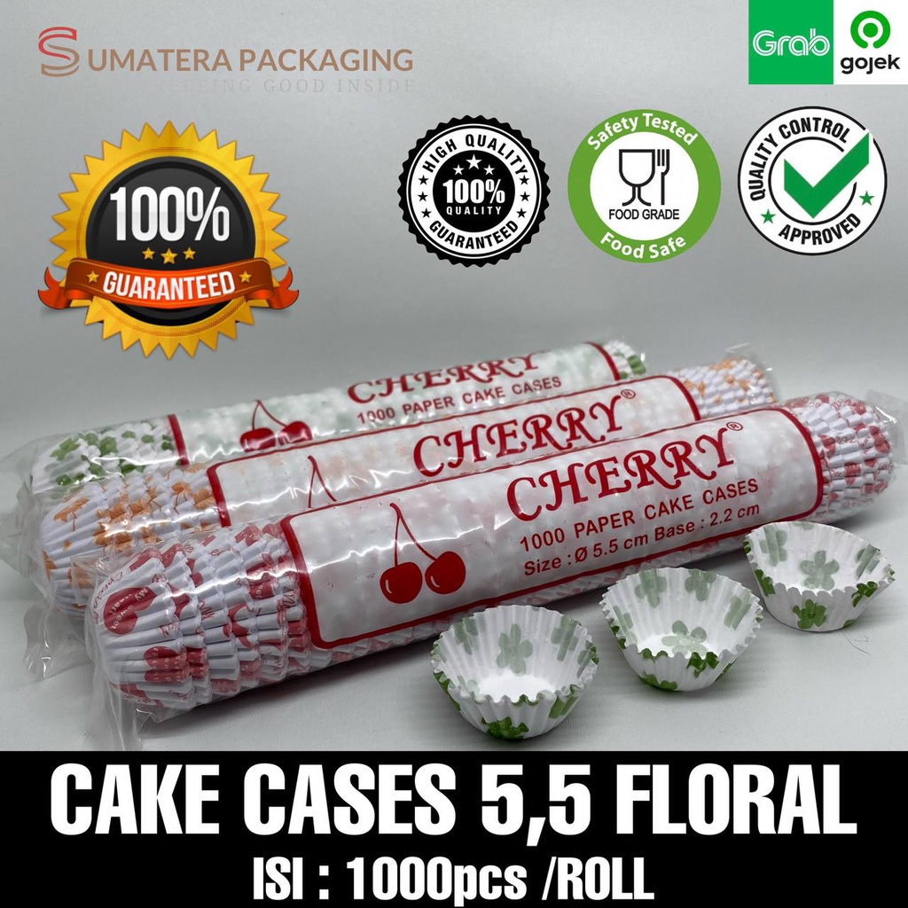 Jual Paper Cake Cases cup 5.5 cm isi 1000 pcs floral bunga cherry cup ...