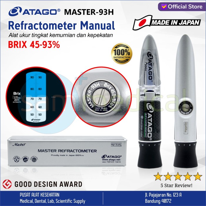 Jual Atago Refractometer Manual BRIX 45-93% - Master 93H | Shopee Indonesia