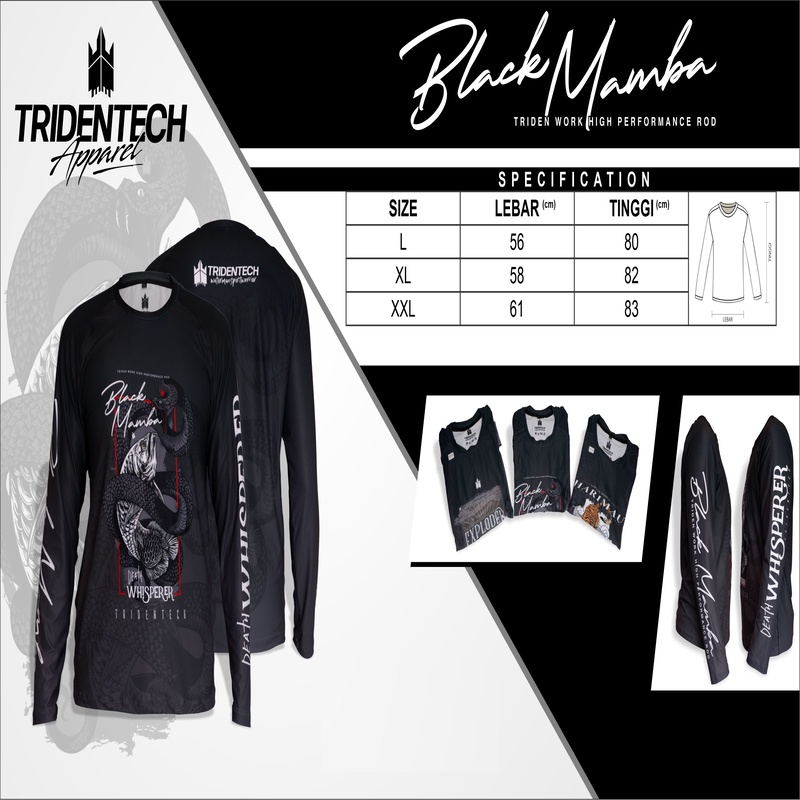 Jual Baju Mancing Lengan Panjang Tridentech Black Mamba Material Dry ...