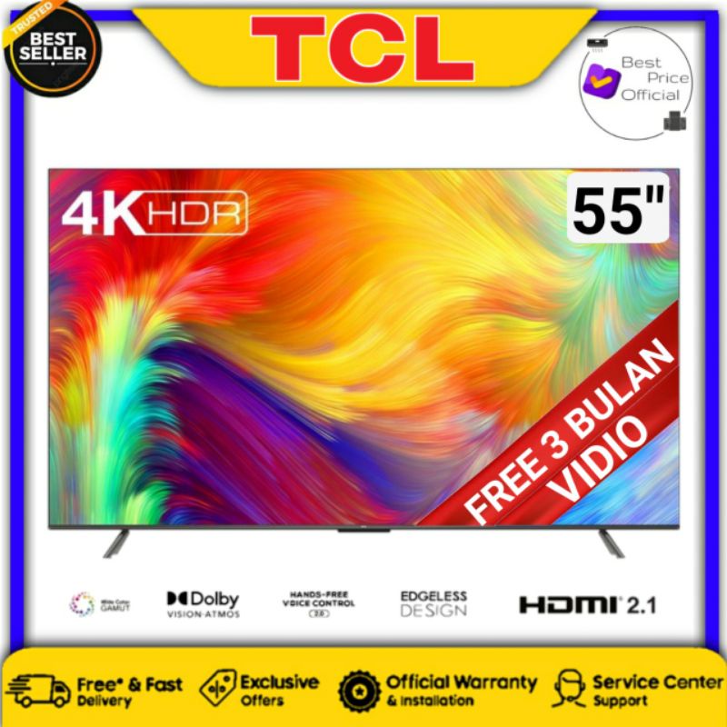 Jual LED TV TCL 55P735 Smart TV 55 Inch Google TV 4K UHD Dolby Vision Panel A+ | Shopee Indonesia