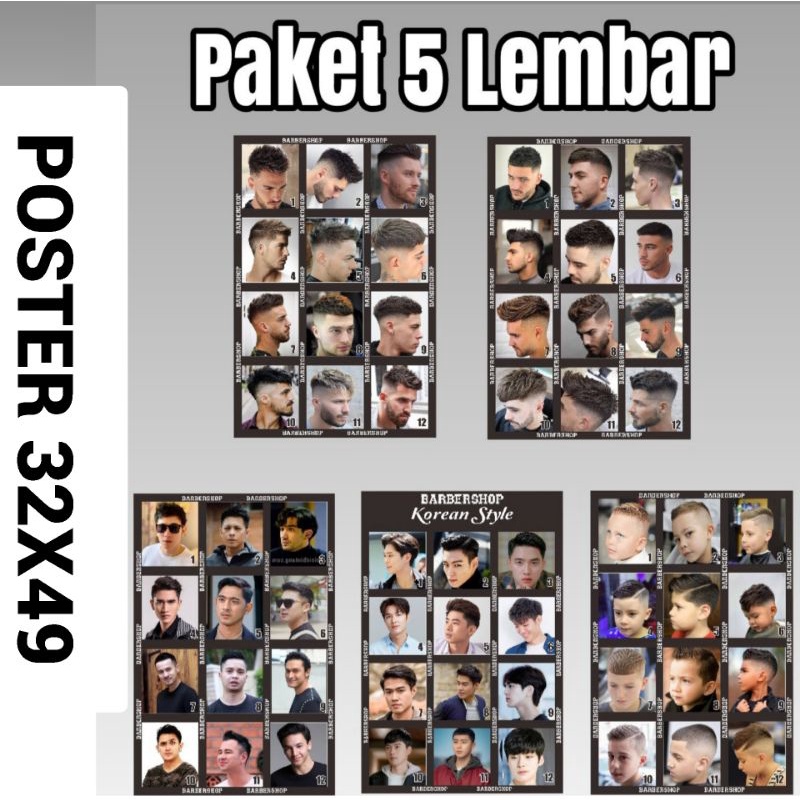 Jual 5 LEMBAR Poster barbersop / poster pangkas rambut / model rambut ...