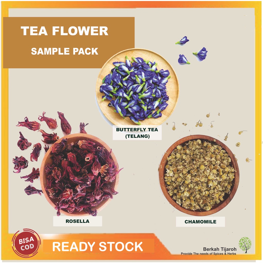 Jual Teh Bunga Telang Rosela Chamomile Kemasan Ekonomis / Sample Pack ...