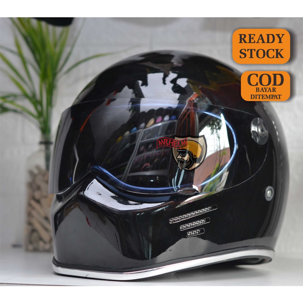 Jual HELM CUSTOM BANDIT BLACK WITH VISOR / HELM CLASSIC ( MR HELM ...