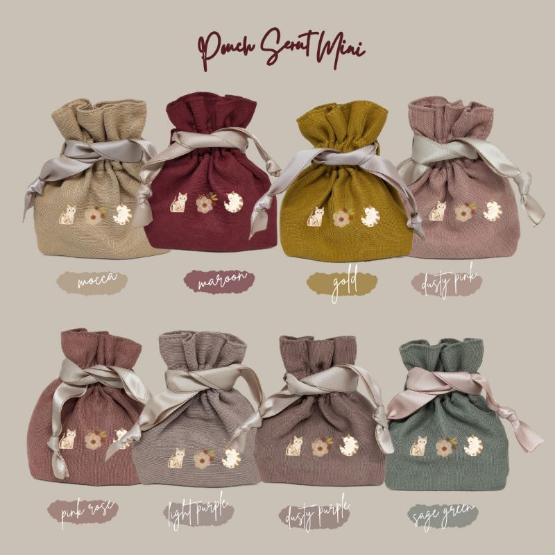 Jual Pouch Serut Mini Premium Motif Aesthetic/Jewelry Pouch/Kantong ...