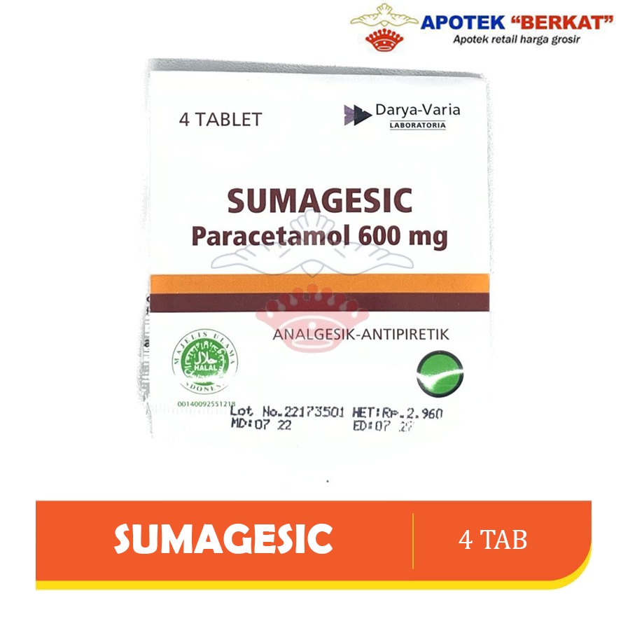 Jual SUMAGESIC 600MG 1 STRIP 4 TABLET / DEMAM / SAKIT KEPALA / SAKIT ...