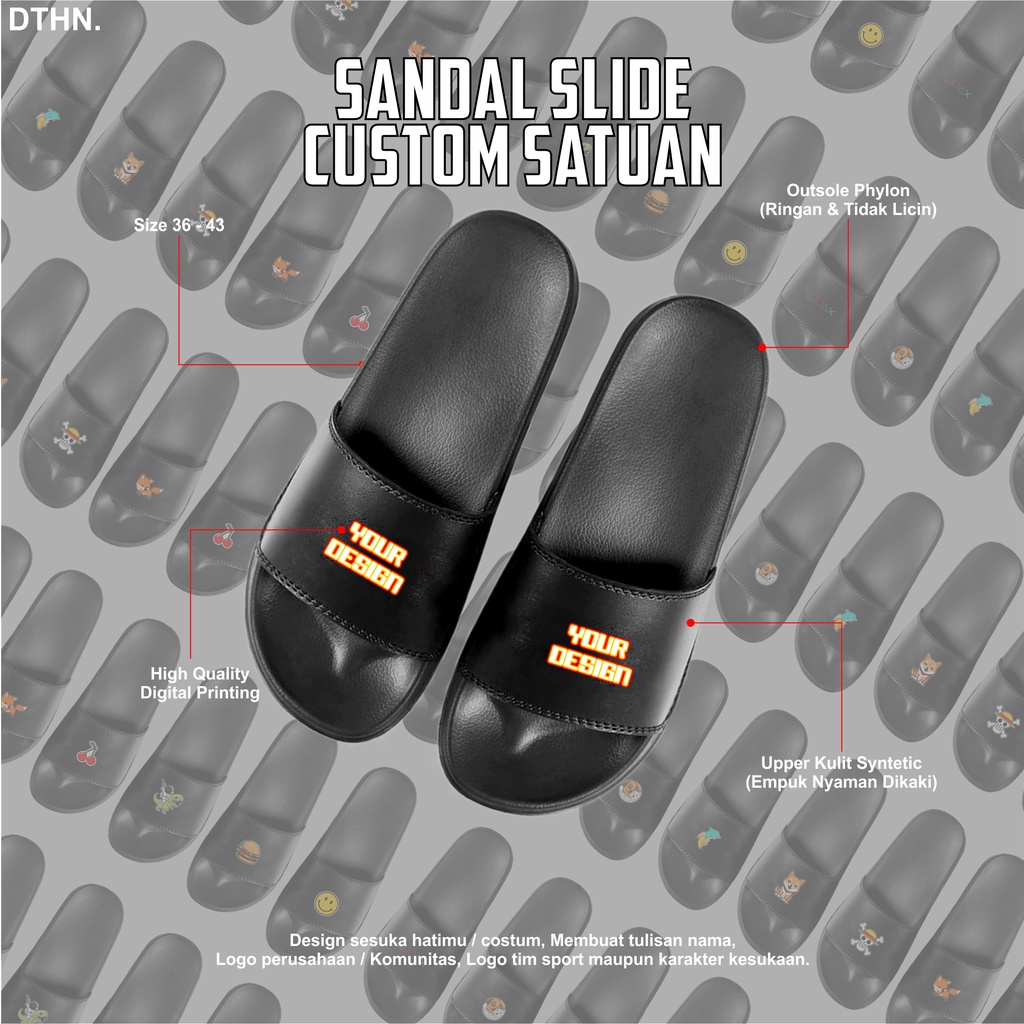 Jual Sandal Slide Custom Sandal Slop Custom Sandal Custom Satuan ...