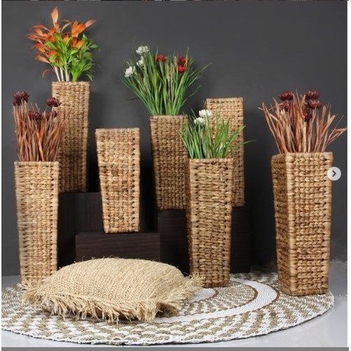 Jual Vas Bunga Anyaman Enceng gondok / Vas & Bejana Wood Frame | Shopee ...