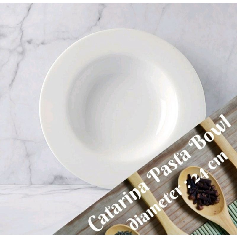 Jual CATARINA Pasta Bowl 24 cm | Porcelain Pasta Plate | Piring Pasta ...